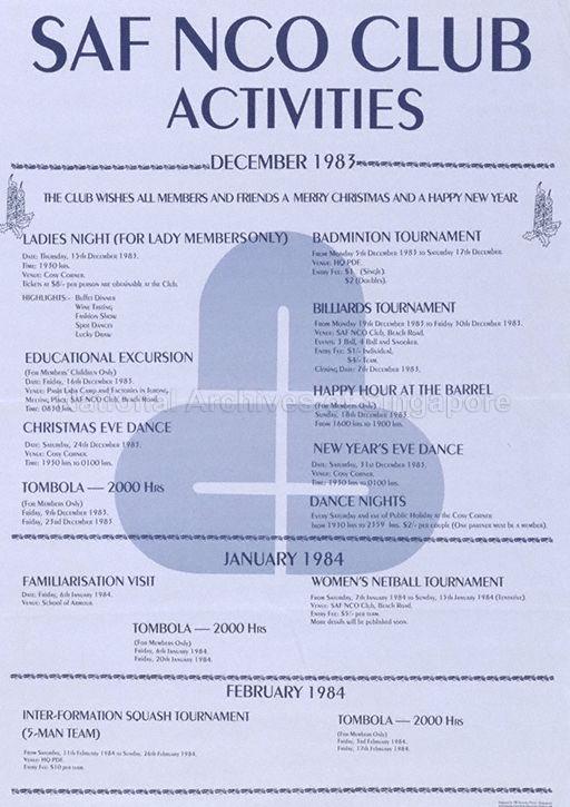 SAF NCO Club : activities [for] December 1983, January 1984