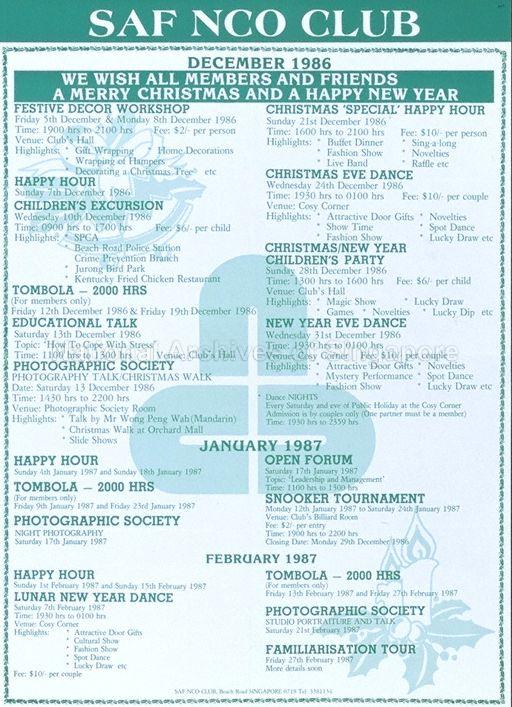 SAF NCO Club [diary] : December 1986, January 1987,