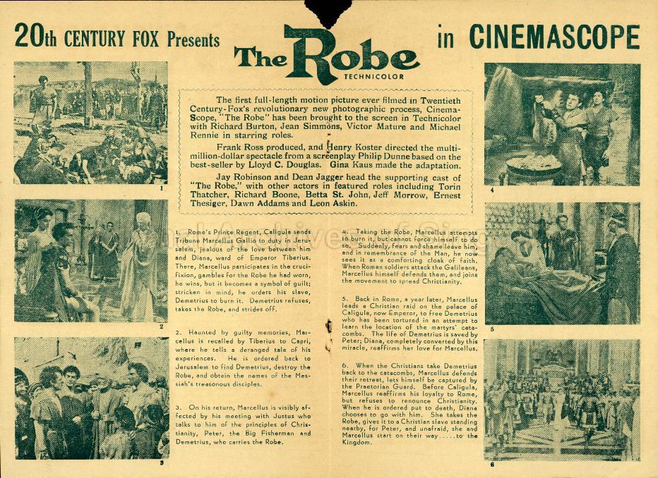 The Robe (page from movie booklet)