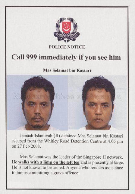 Police Notice. Call 999 immediately if you see him. Mas